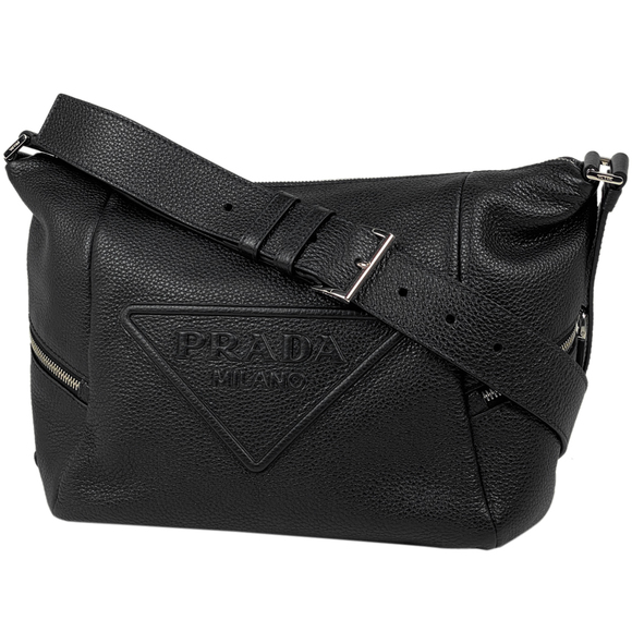 Prada | Bags | Prada Logo Leather Shoulder Crossbody Bag Black | Poshmark